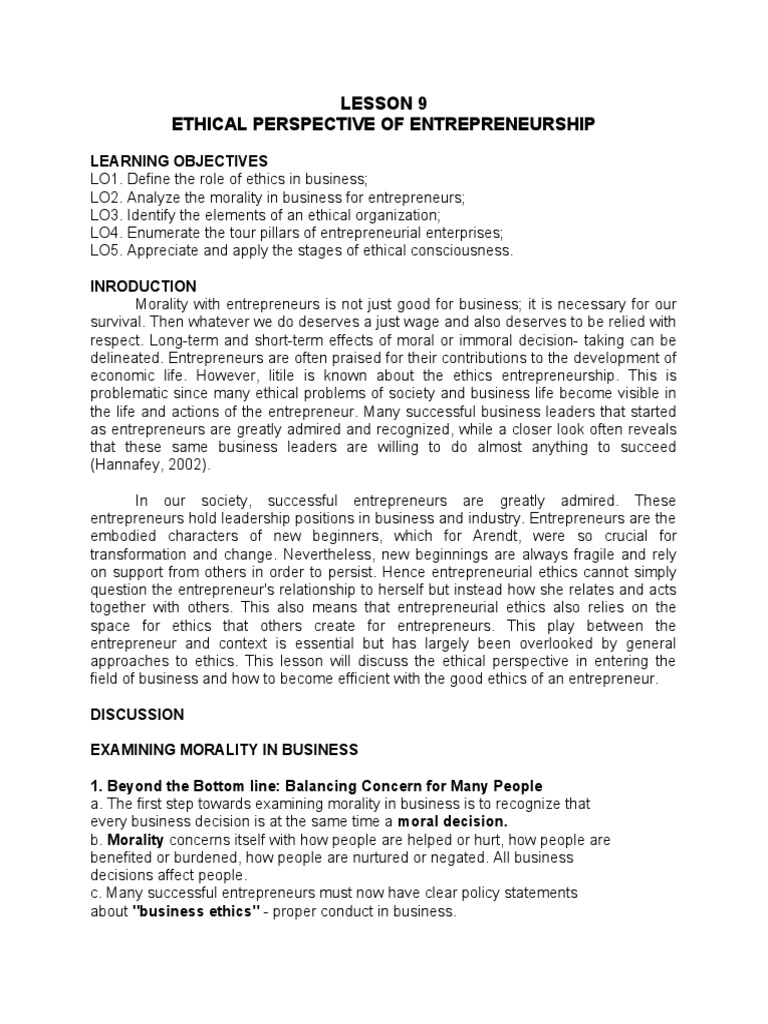 ETH CH 9 | PDF | Entrepreneurship | Morality