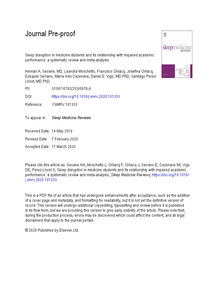 Sleep Disruption in Medicine Students and Its Relationship With ...