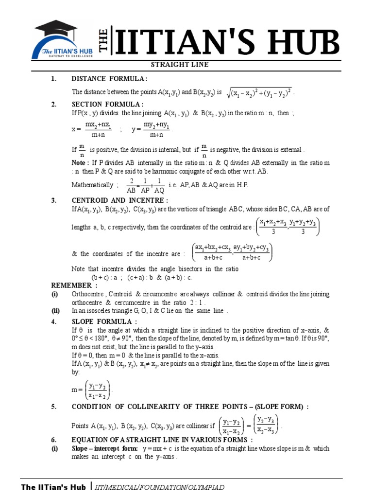 Key Concept (Straight Line, Circle, Parabola, Ellipse, Hyperbola) | PDF ...