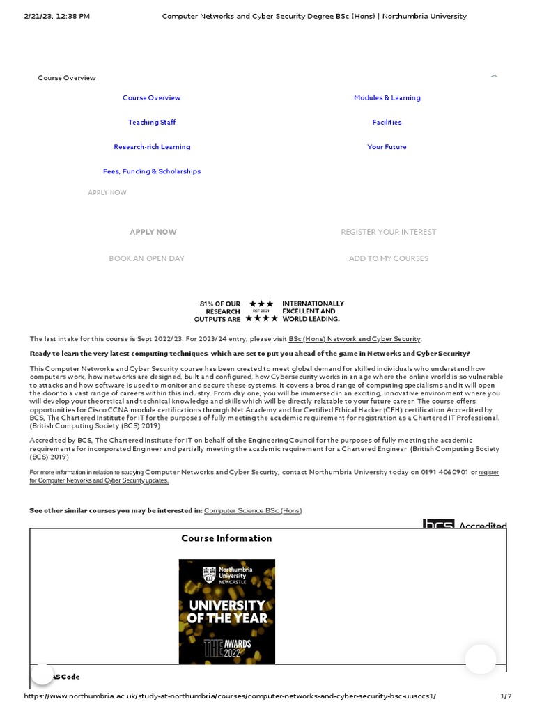 Computer Networks and Cyber Security Degree BSC (Hons) - Northumbria ...