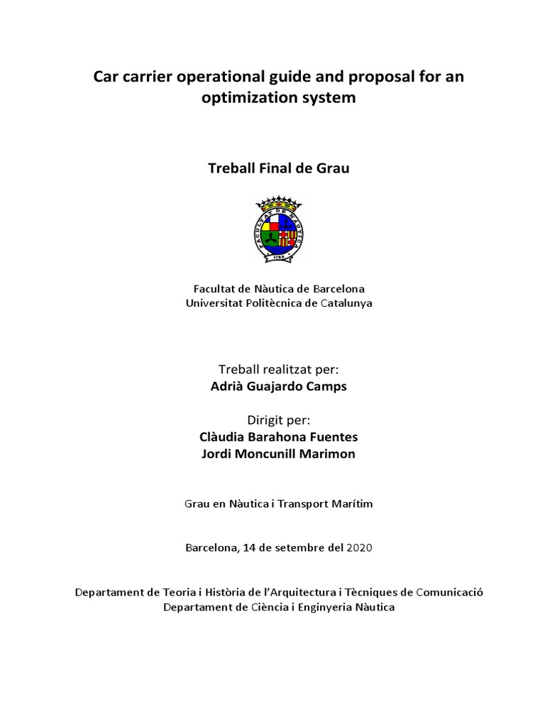 Car Carrier Operational Guide and Proposal For An Optimization System | PDF