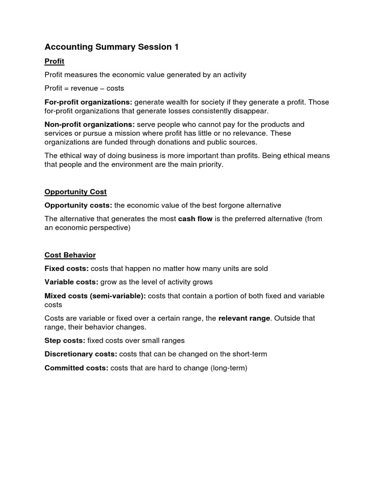 Accounting Summary Session 1 - Tilburg University (Entrepreneurship and ...