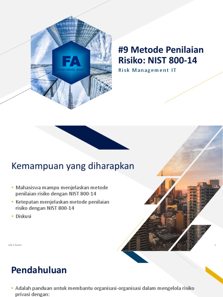 Metode Penilaian Risiko NIST 800-14 | PDF