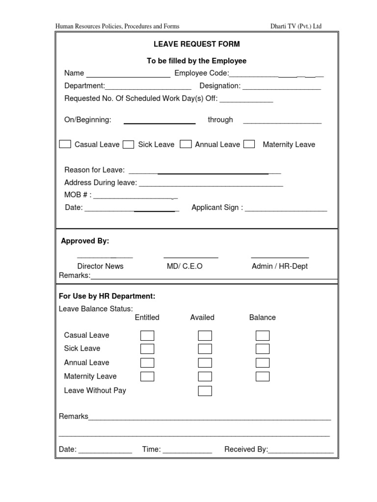 Leave Application | PDF