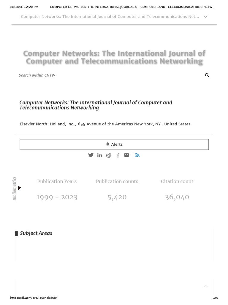 Computer Networks - The International Journal of Computer and Telecommunications Networking Home ...