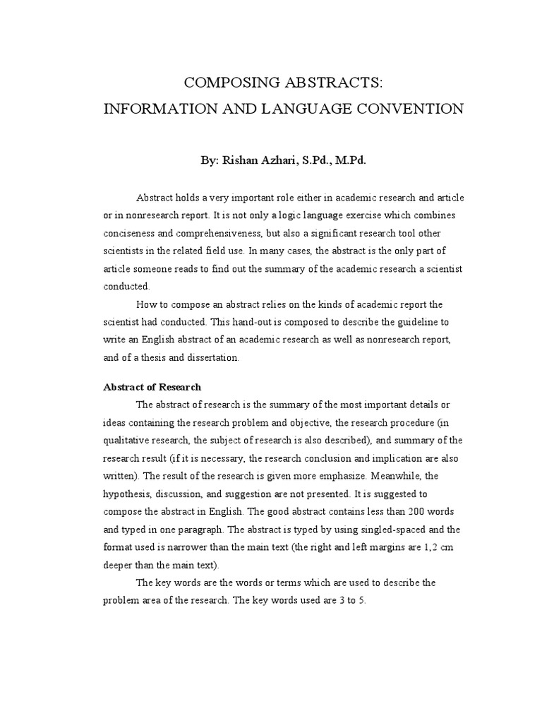 COMPOSING ABSTRACTS - Edit | PDF | Thesis | Abstract (Summary)