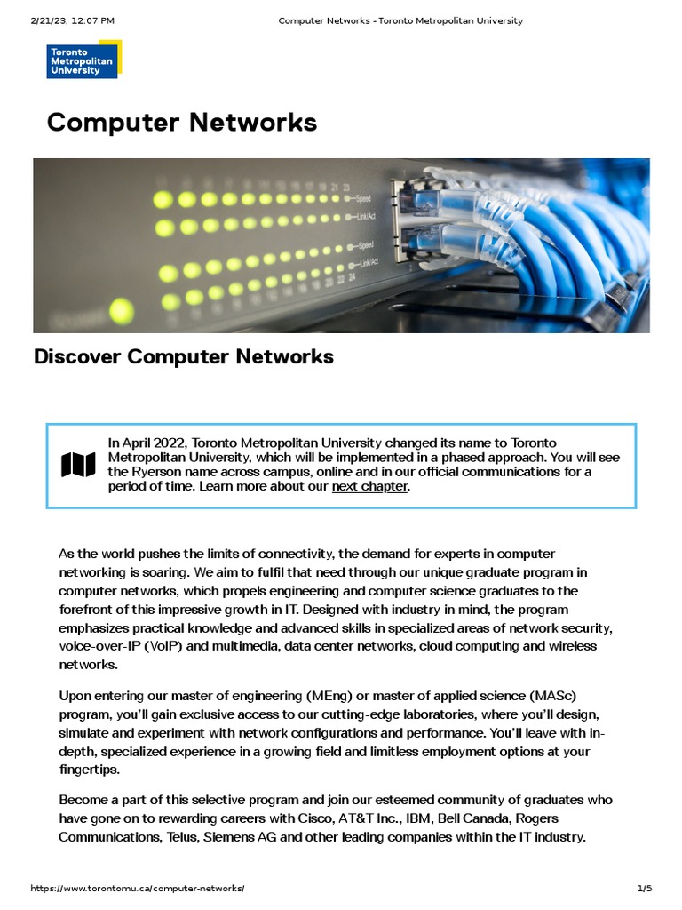 Computer Networks - Toronto Metropolitan University | Download Free PDF | Computer Network ...