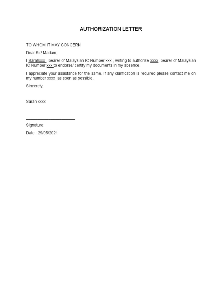 Authorize Letter Malaysia | PDF
