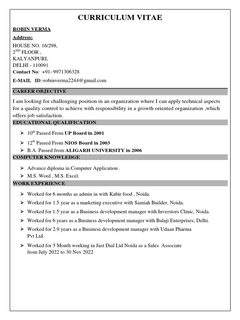 Robin Resume 1 | PDF | Career & Growth