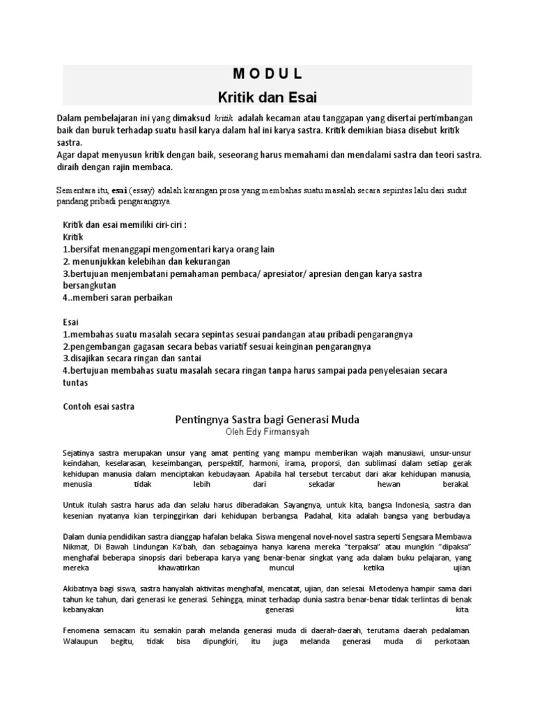 Modul Kritik Dan Esai | PDF