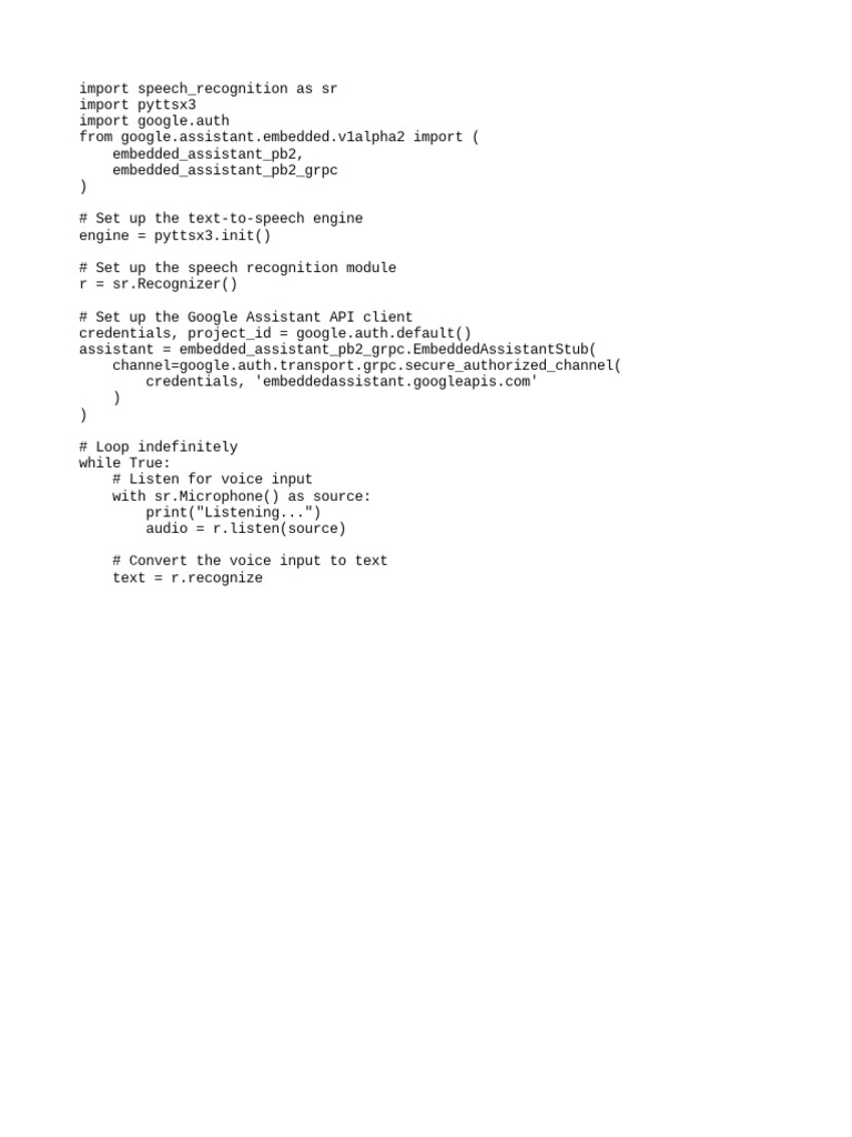 Python Speech Recognition and Text-to-Speech with Google Assistant API ...