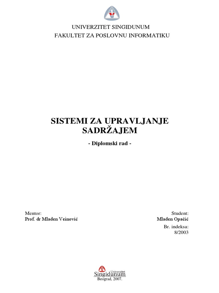 Sistemi Za Upravljanje Sadržajem | PDF