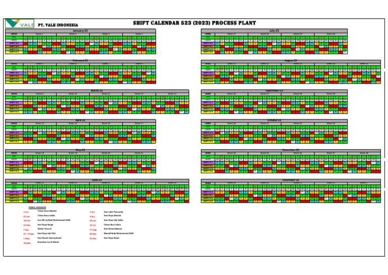 Shift Calendar 2023 Overview | PDF | Public Holiday | Observances