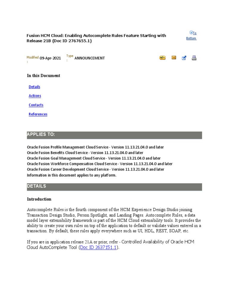 Defaulting Email Addresses Using Autocomplete Rules in Oracle Fusion HCM Cloud | PDF | Cloud ...