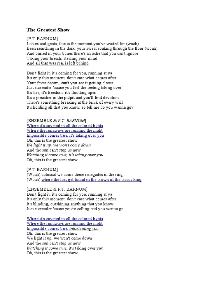 The Greatest Show | PDF