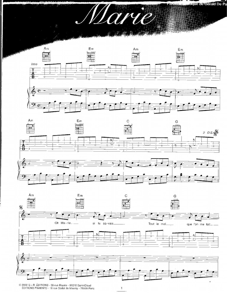 Johnny Haliday - Oh Marie | PDF