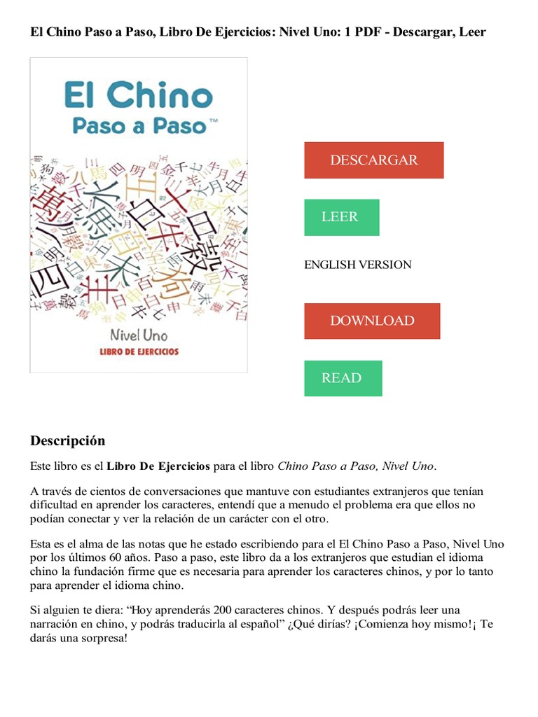 El Chino Paso A Paso, Libro de Ejercicios - Nivel Uno - 1 PDF ...