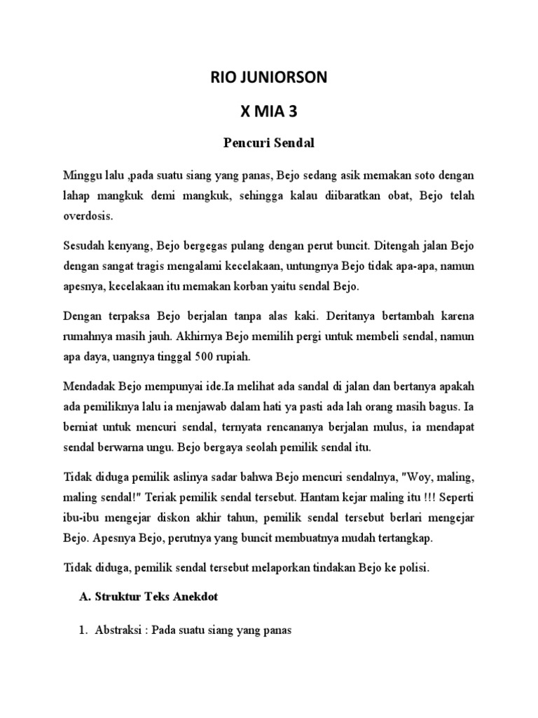 Tugas Mengevaluasi Teks Anekdot | PDF