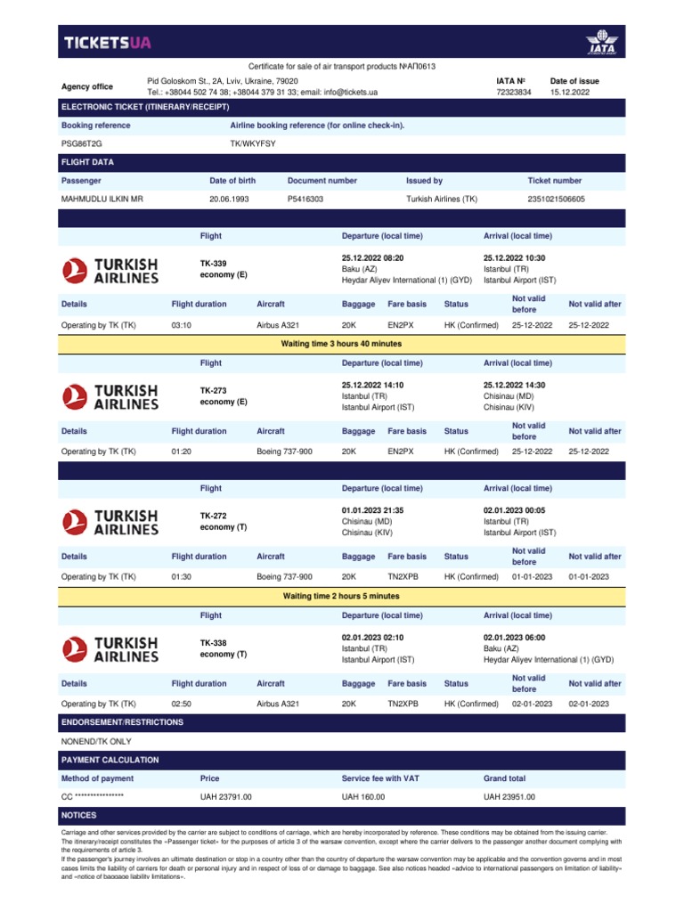Itinerary PSG86T2G-2 | Download Free PDF | Aviation | Transport