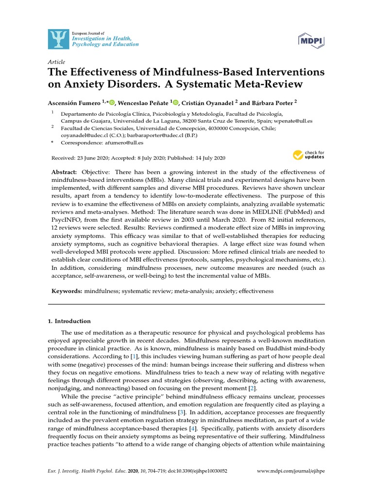 The Effectiveness of Mindfulness-Based Interventions | PDF | Mindfulness | Cognitive Behavioral ...