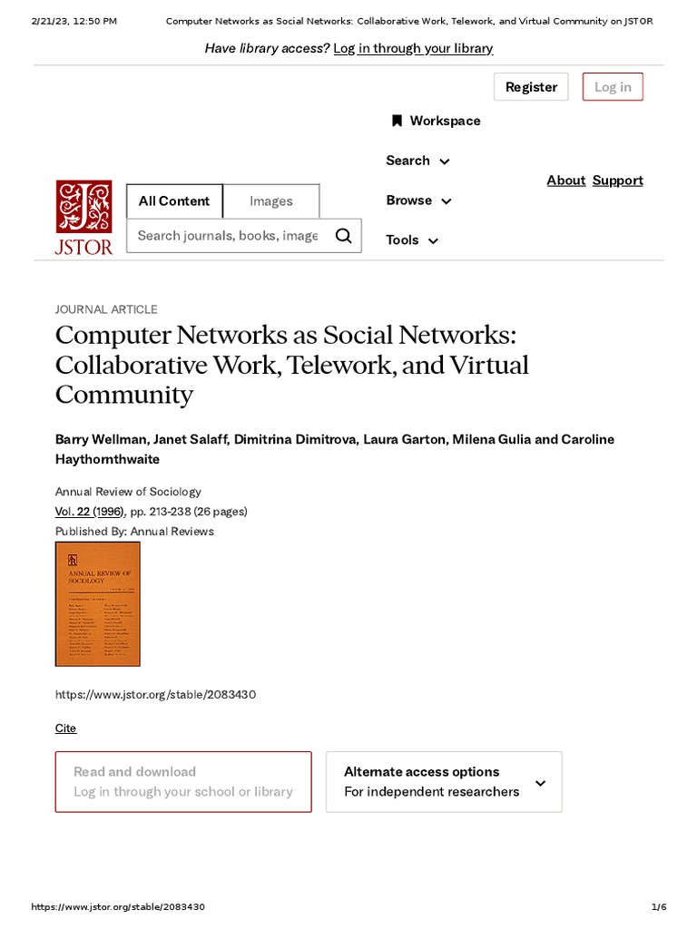 Computer Networks As Social Networks - Collaborative Work, Telework ...