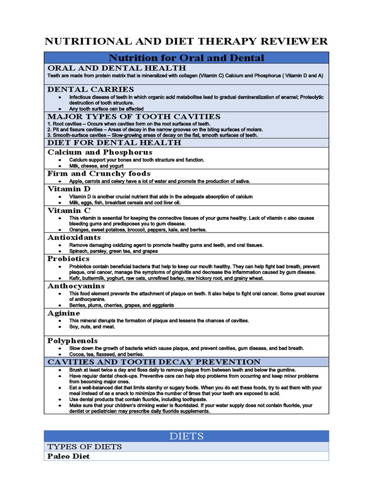 Nutritional and Diet Therapy Reviewer | Download Free PDF | Diet ...