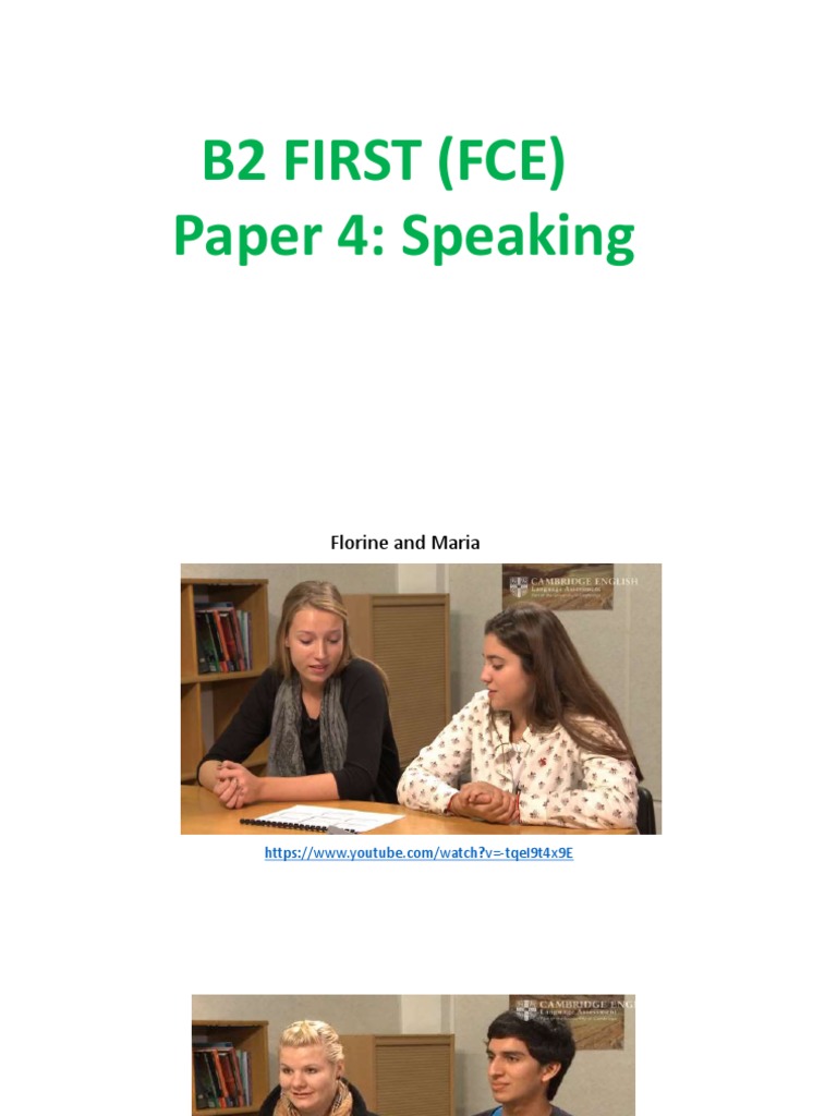 B2 First Speaking Exam Overview | PDF