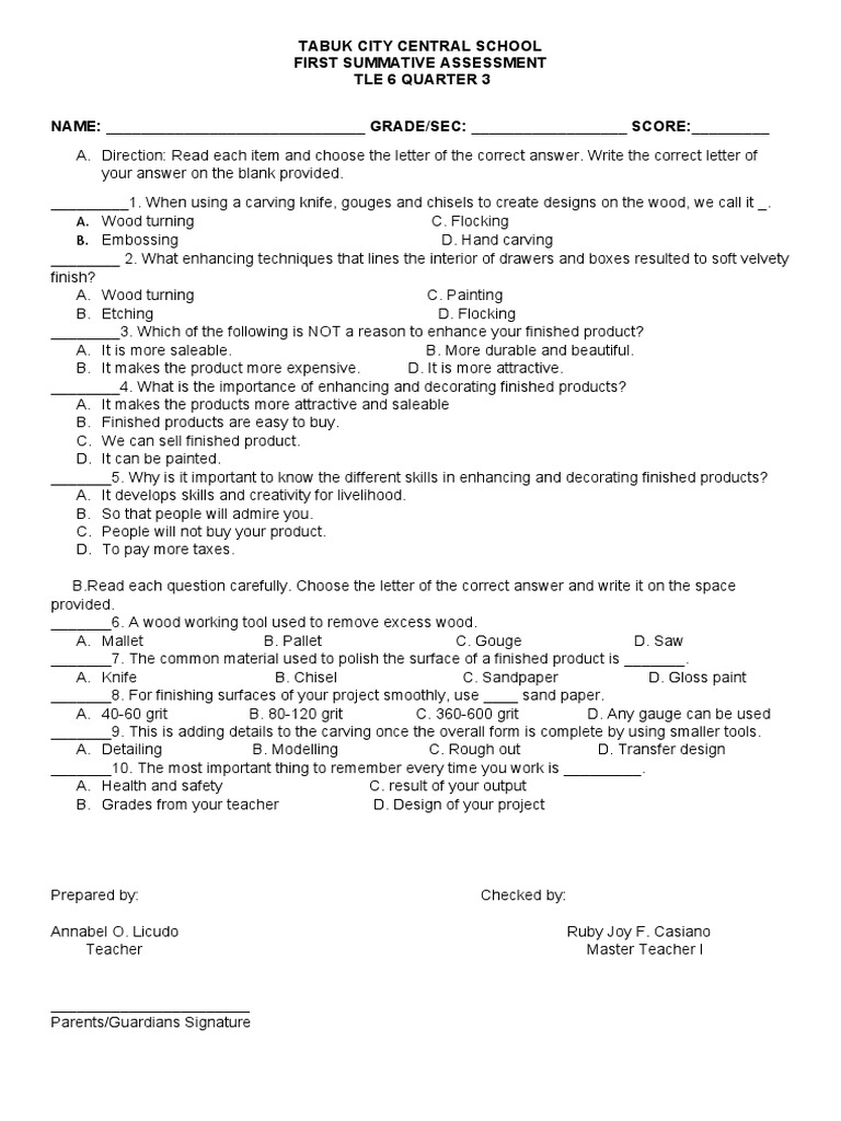 Quarter 3 Assessment-Exam TLE | PDF | Business | Art