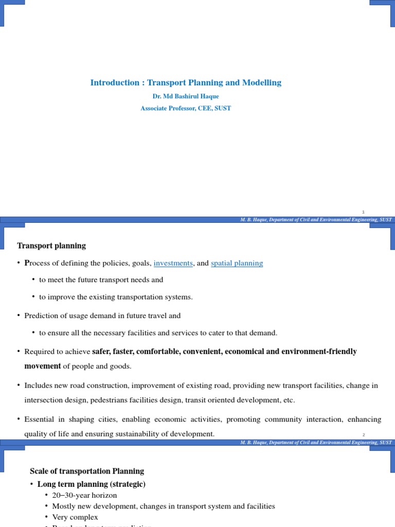 Transport Planning and Modelling Overview | PDF | Transport | Public ...