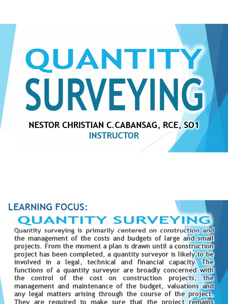 Introduction to Quantity Surveying Basics | PDF | Surveying | Economies