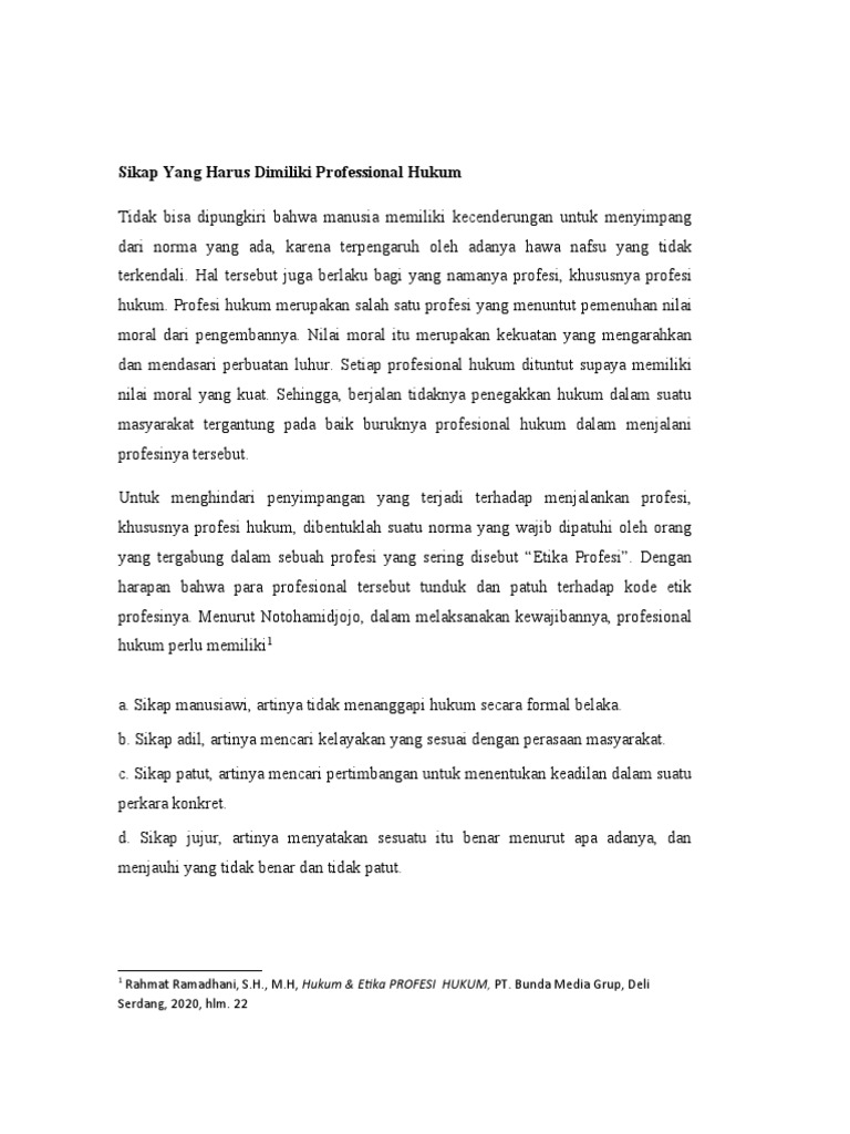 Sikap Yang Harus Dimiliki Professional Hukum | PDF