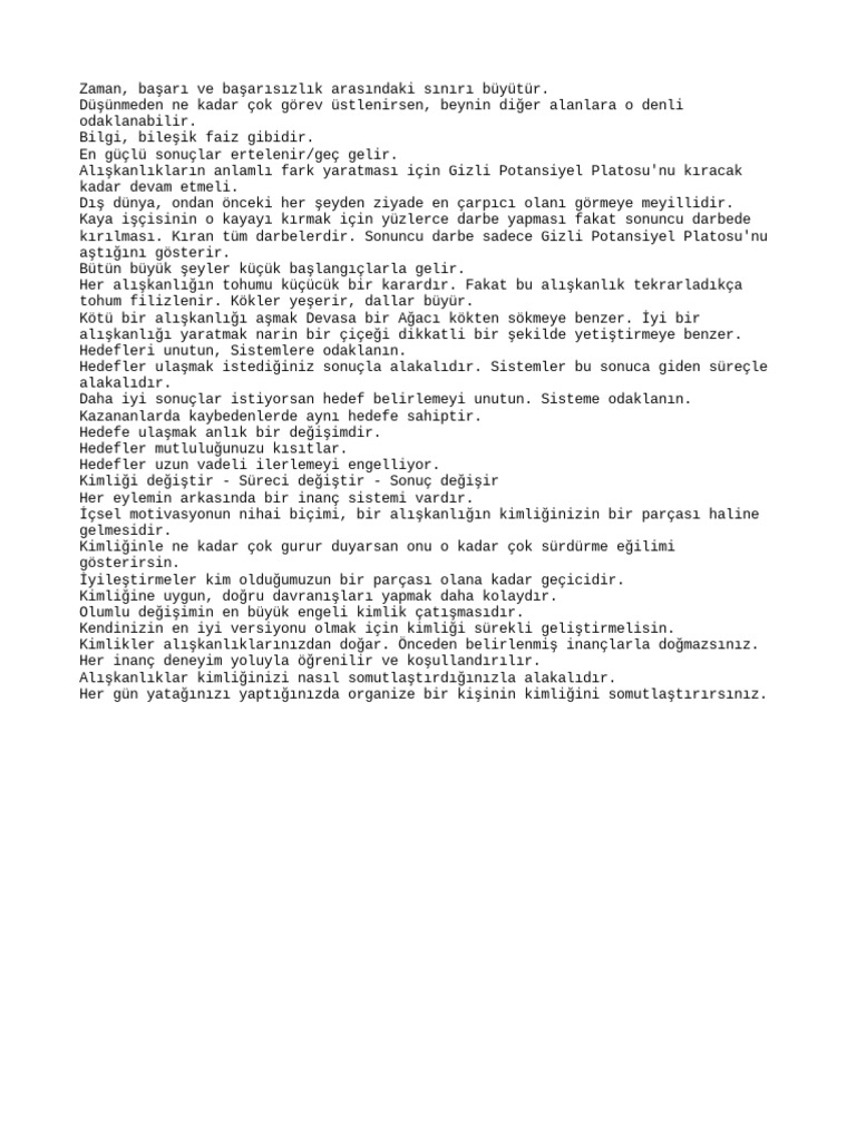 Atomik Alışkanlıklar Notlar | PDF