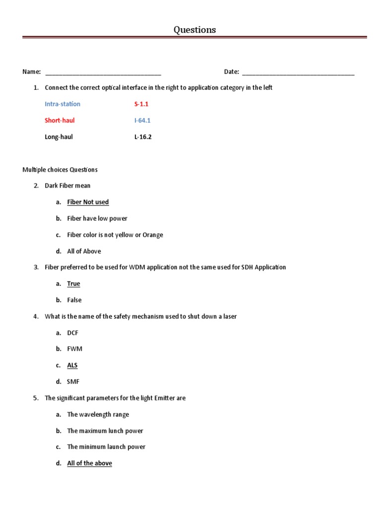 Exam2 Solutions - Ed02 | PDF | Wavelength Division Multiplexing | Optical Fiber