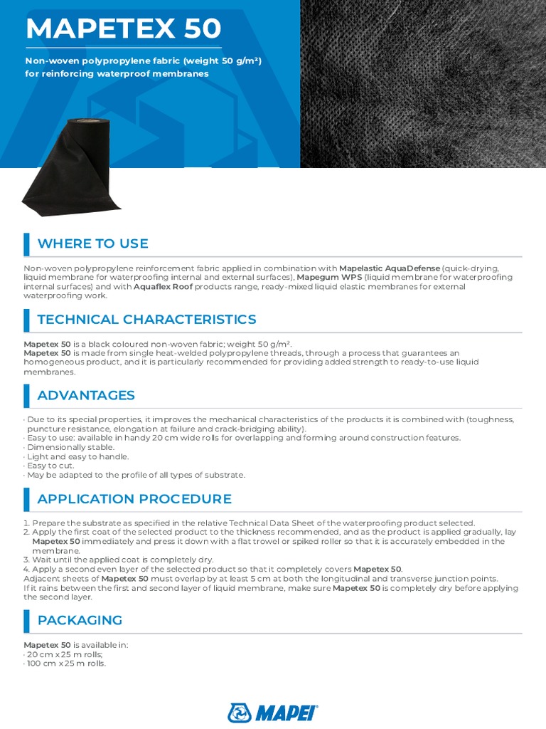 Mapenet 50 | PDF | Nonwoven Fabric | Textiles