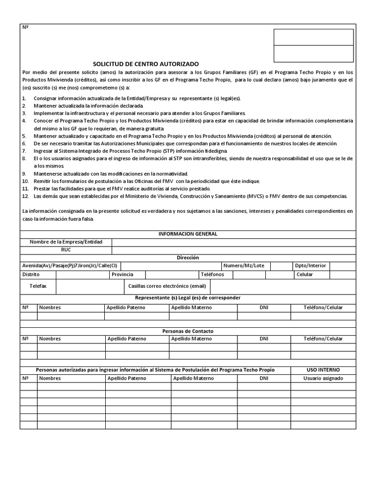 Solicitud de Centro Autorizado: Informacion General | PDF