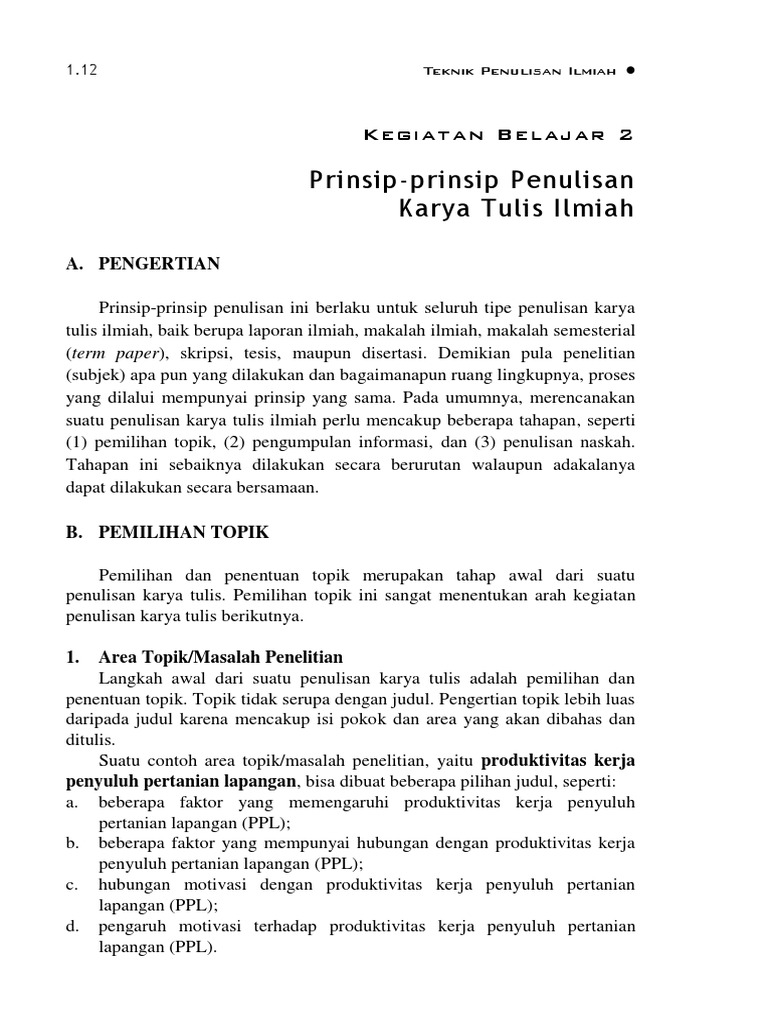 Modul 2 Prinsip-Prinsip Penulisan Karya Tulis Ilmiah | PDF