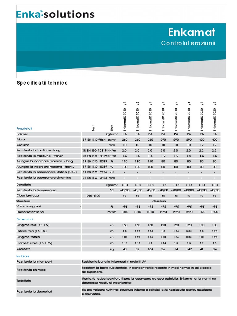 Fisa Tehnica Enkamat® 7010 - 1 | Download Free PDF | Polymers ...