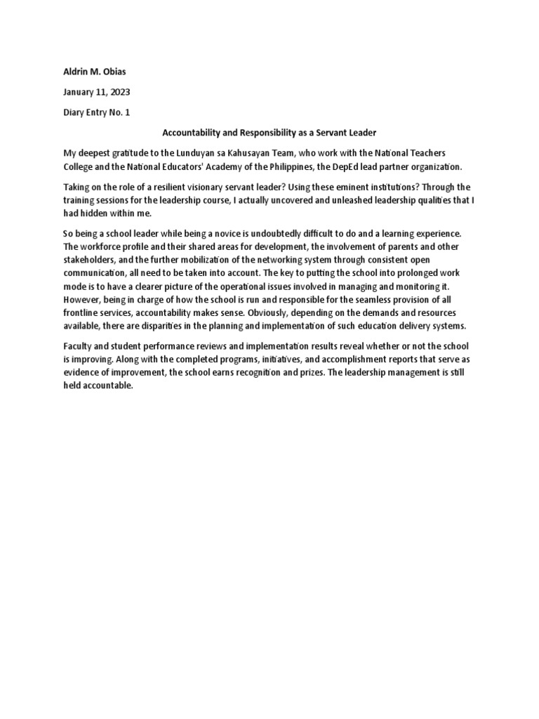 Aldrin M Obias Diary No. 1 | PDF