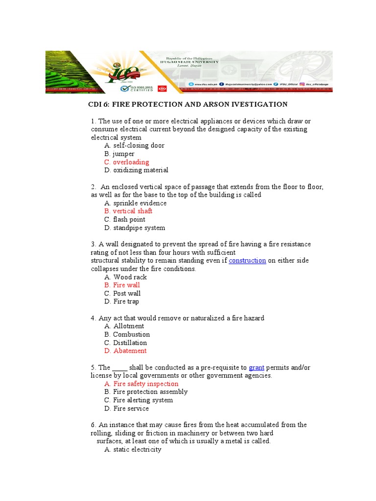 CDI 6: FIRE PROTECTION AND ARSON | PDF | Fires | Combustion