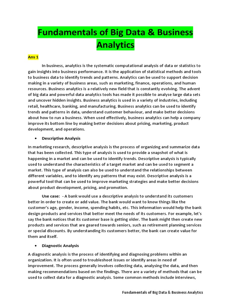 Fundamentals of Big Data & Business Analytics - Assignment - Dec - 2022 ...