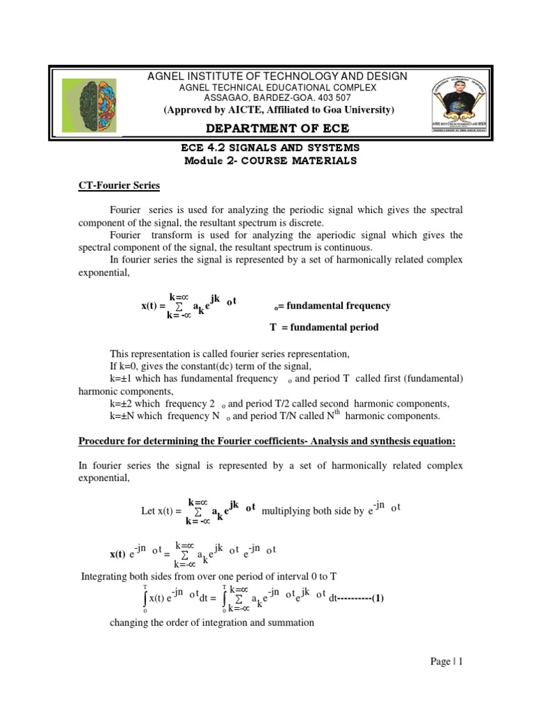 Module2-Signals and Systems | PDF | Spectral Density | Fourier Transform