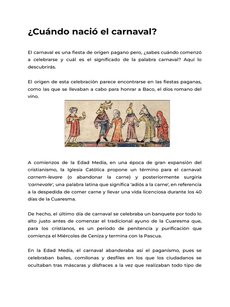 Origenes Del Carnaval | PDF