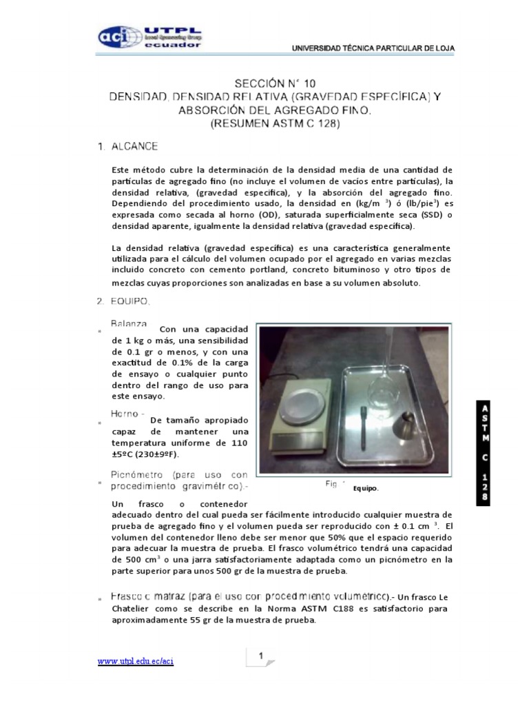 Astm C 128 | PDF | Hormigón | Agua