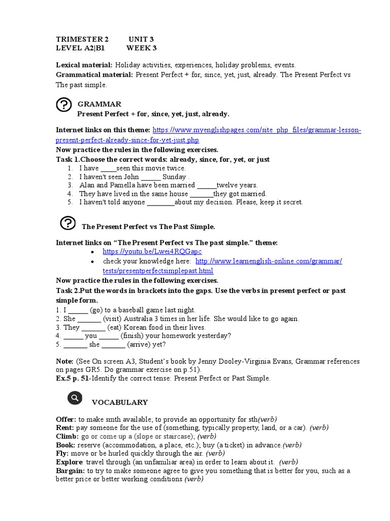 2 Trimester 3 Unit | PDF | Perfect (Grammar) | Linguistics