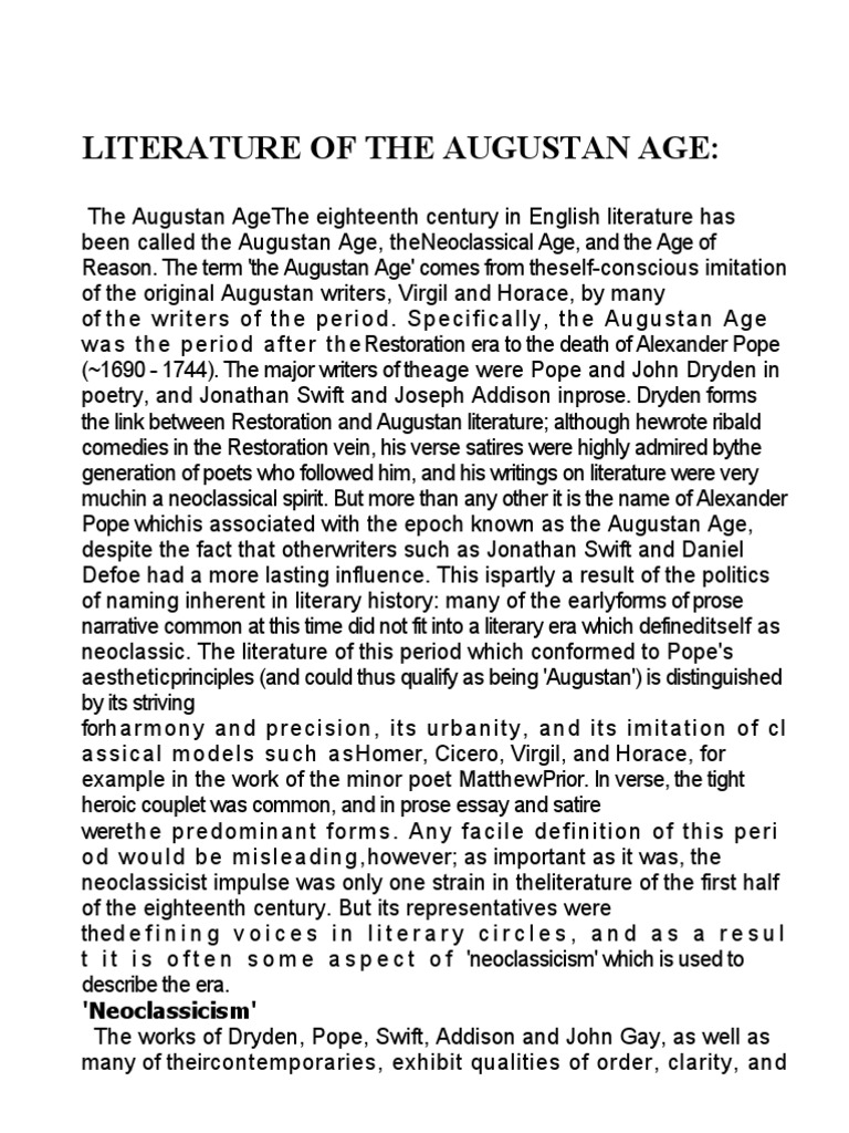 Age of Augustus | PDF | Poetry | John Dryden