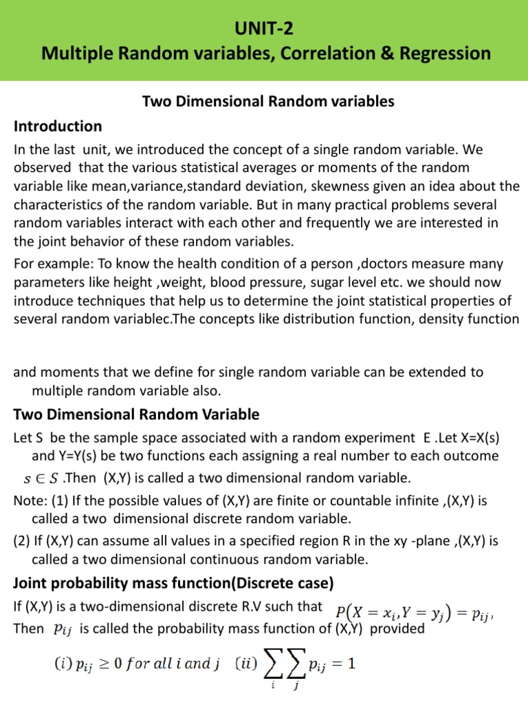 M-Iii Unit-2 LN | PDF | Random Variable | Probability Distribution M-Iii Unit-2 LN | PDF | Random Variable | Probability Distribution