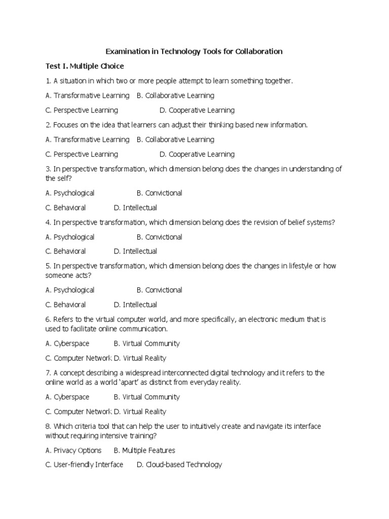 Questionnaire in Tools For Collaboration | PDF | Learning | Usability
