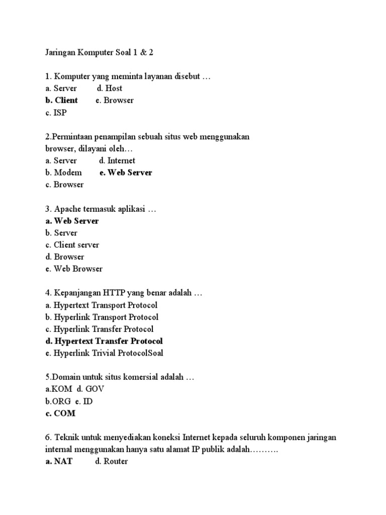 Jaringan Komputer Soal 1 | PDF | Komputer | Teknologi & Rekayasa
