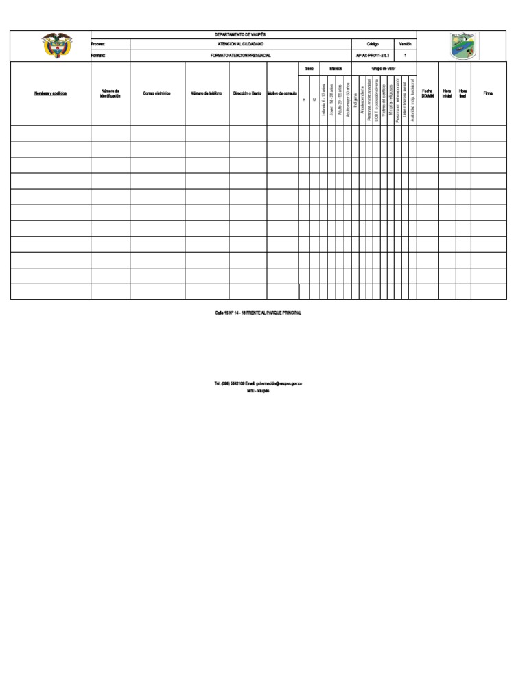 Formato Atencion Presencial | PDF