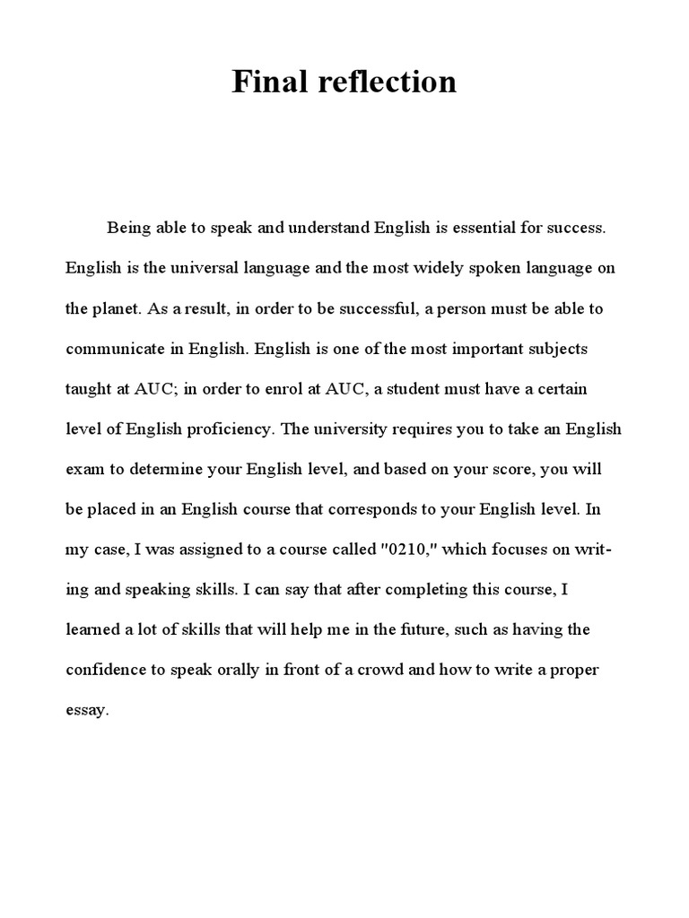 Final Reflection | PDF | English Language | Cognition